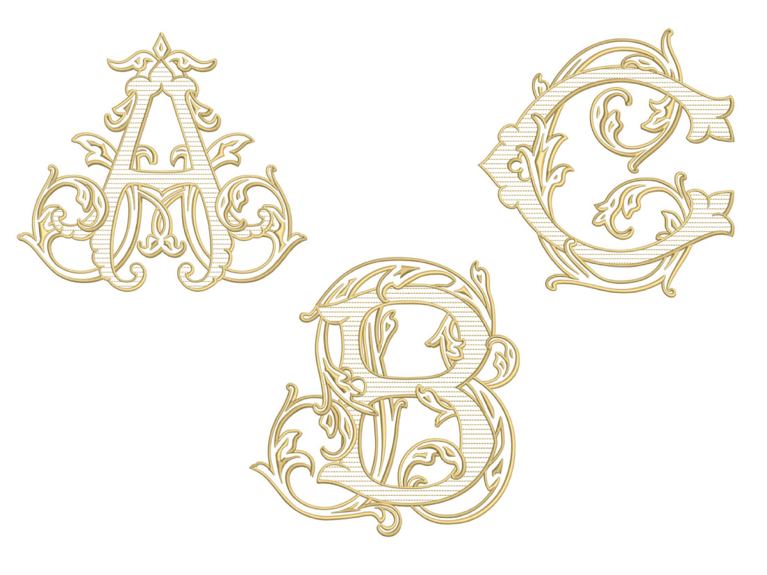 Vine Monogram Embroidery Font